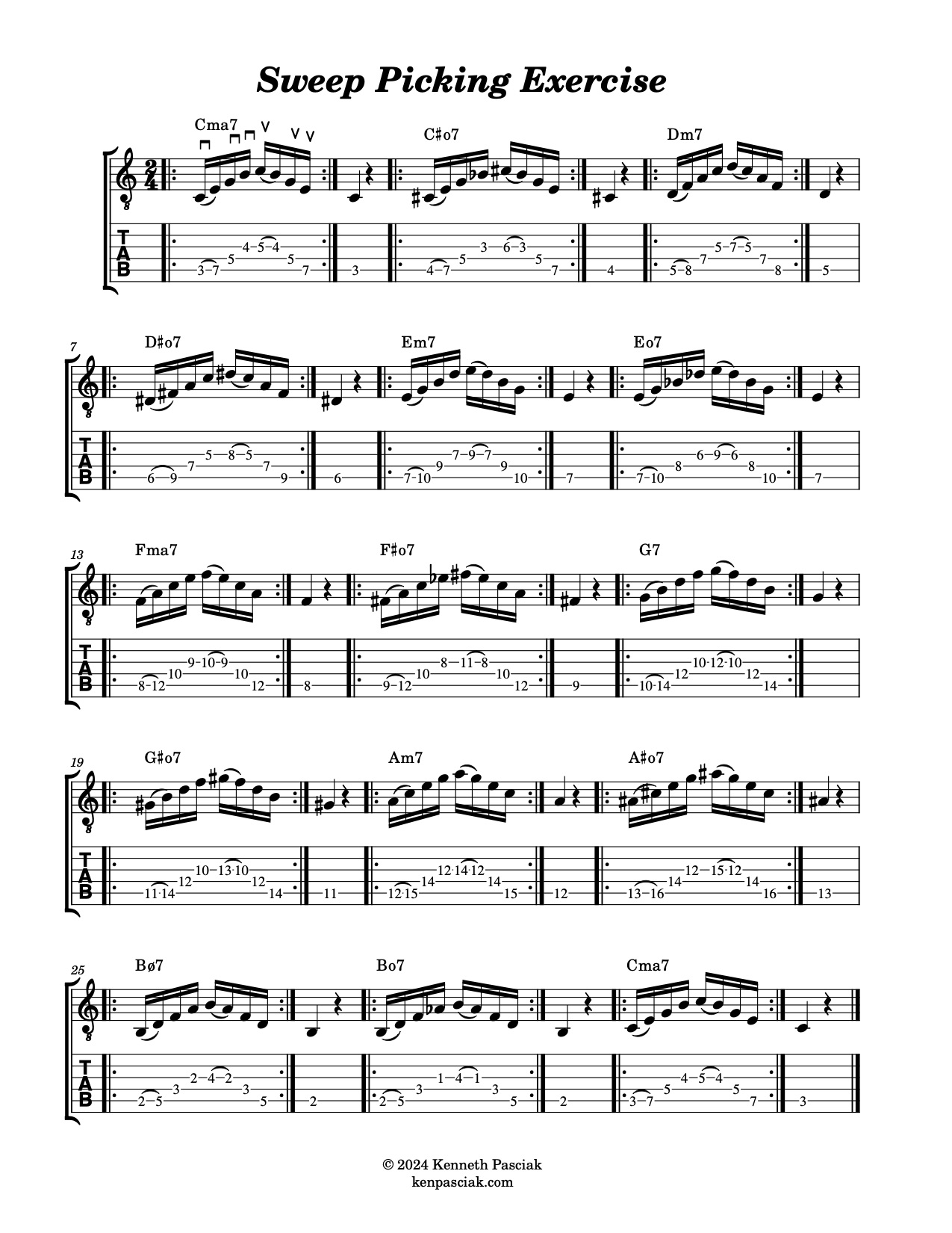 Sweep Picking Exercise for Guitar – Ken Pasciak